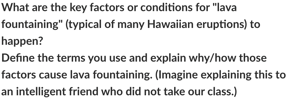 Solved What are the key factors or conditions for "lava | Chegg.com
