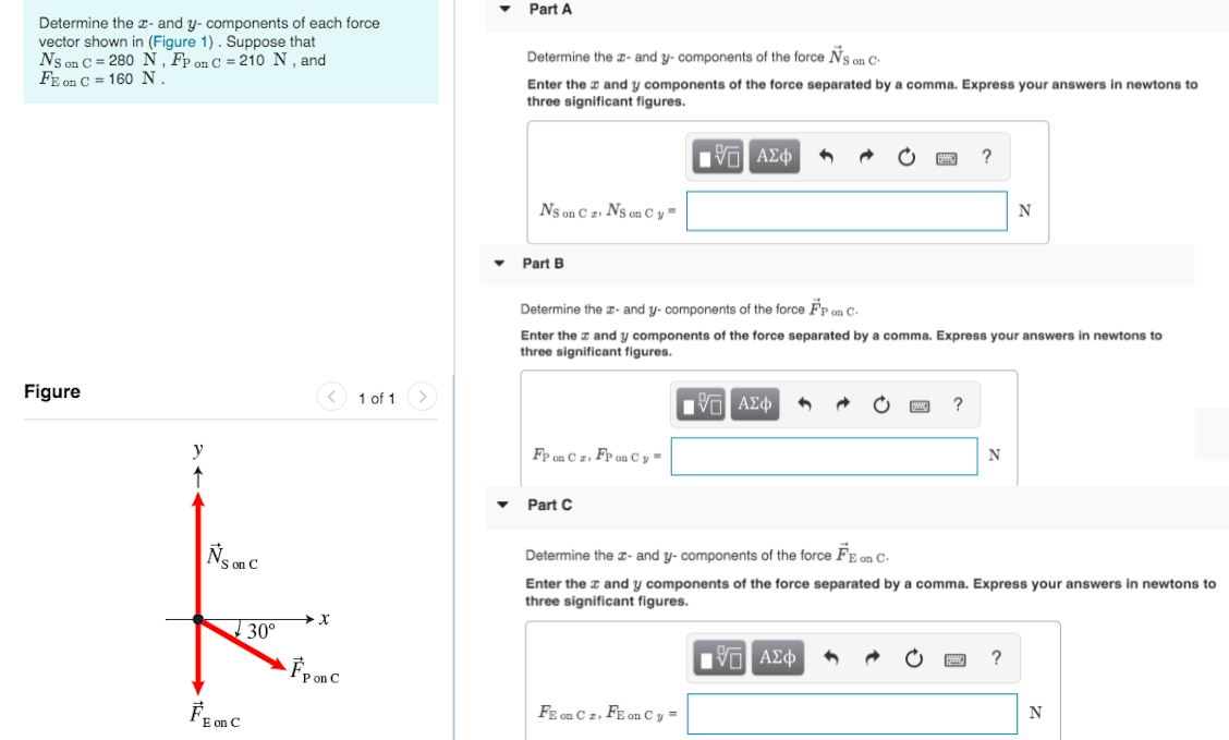 Solved Part A Determine the c- and y-components of each | Chegg.com