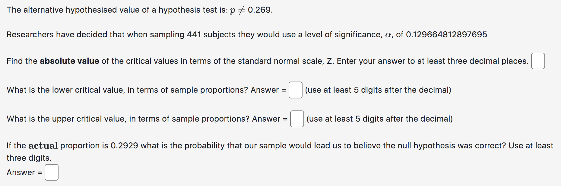 Solved The alternative hypothesised value of a hypothesis | Chegg.com