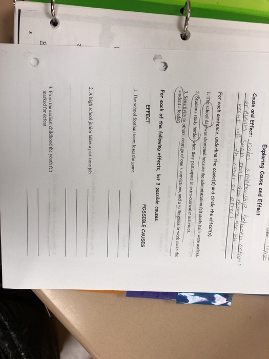 Solved Exploring Cause and Effect Cause and Effect:nakes | Chegg.com