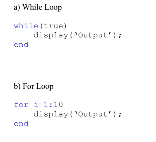 Solved MATLAB PROBLEM. 1. Which of the two codes will not | Chegg.com