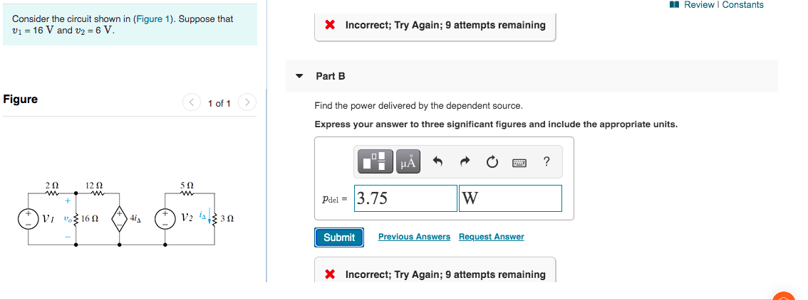 Solved 1 Review Constants Consider the circuit shown in | Chegg.com