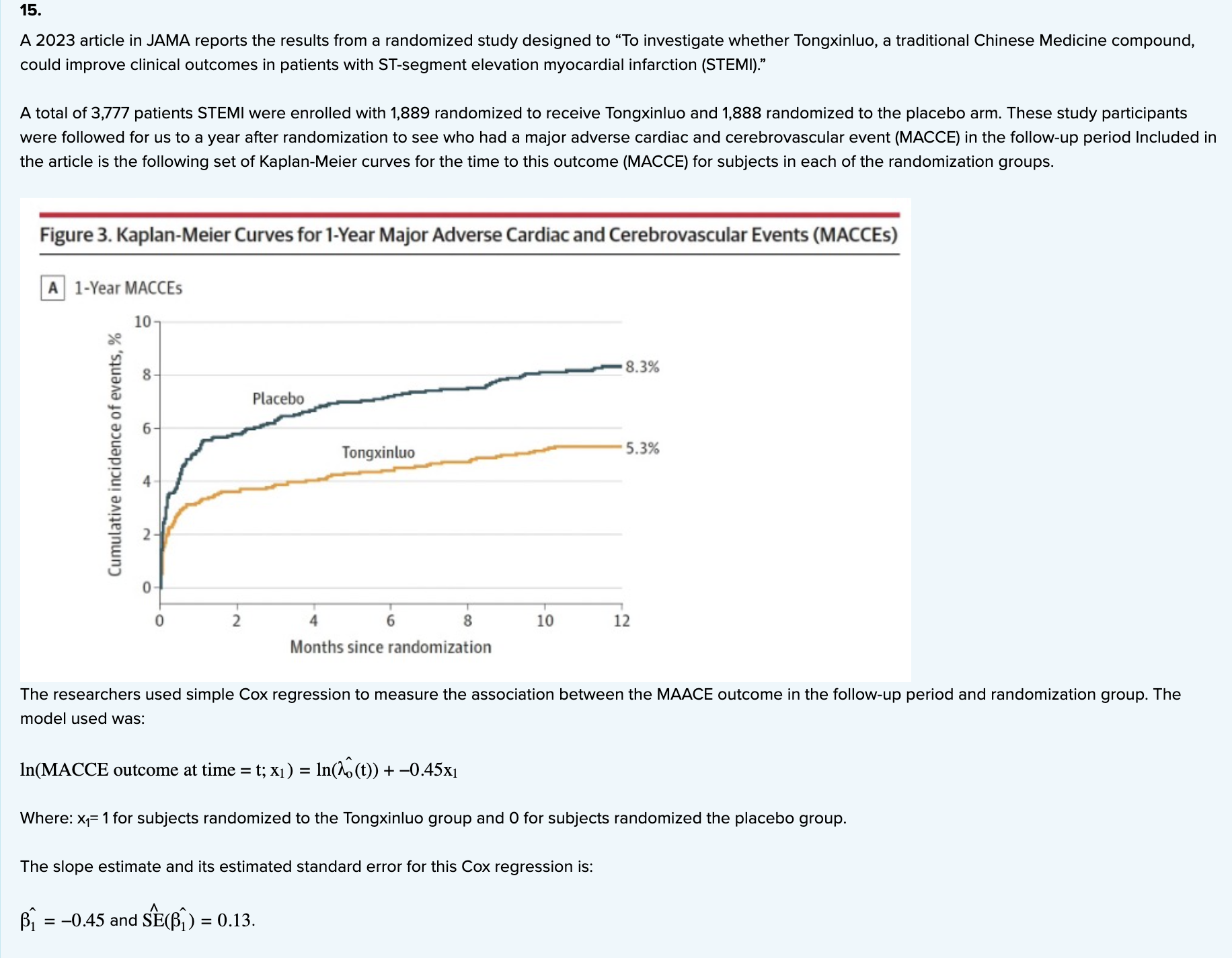 Solved A 2023 article in JAMA reports the results from a | Chegg.com