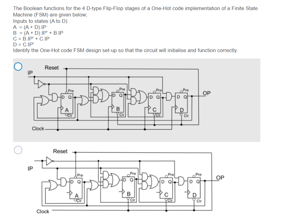 Solved The Boolean functions for the 4 D-type Flip-Flop | Chegg.com