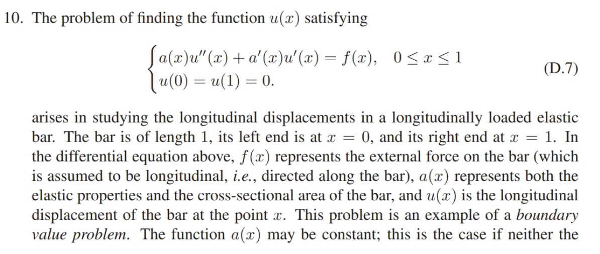 10. The problem of finding the function u(x) | Chegg.com