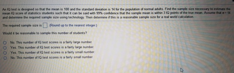 Solved An 1Q test is designed so that the mean is 100 and | Chegg.com