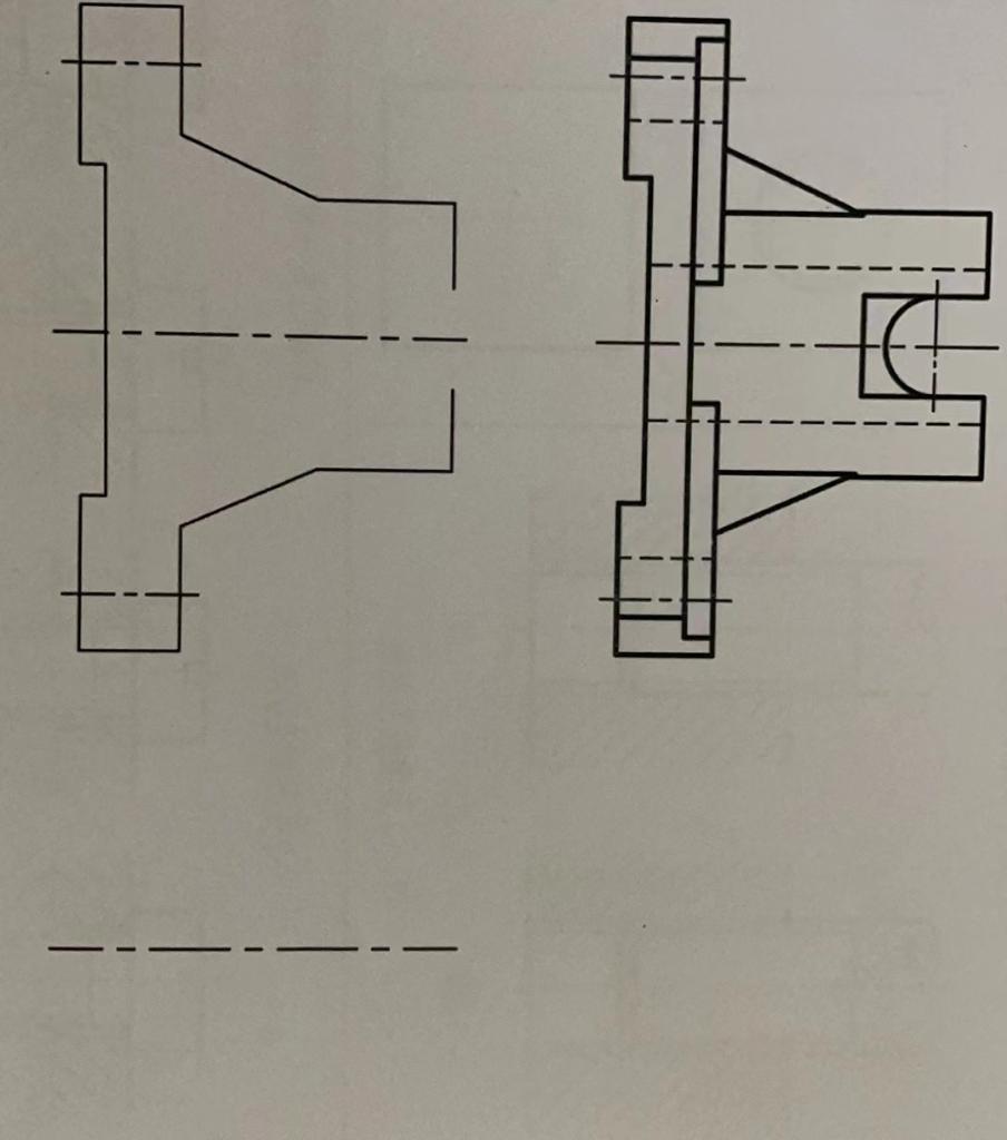 Solved Draw the front view as a half sectional view and the | Chegg.com