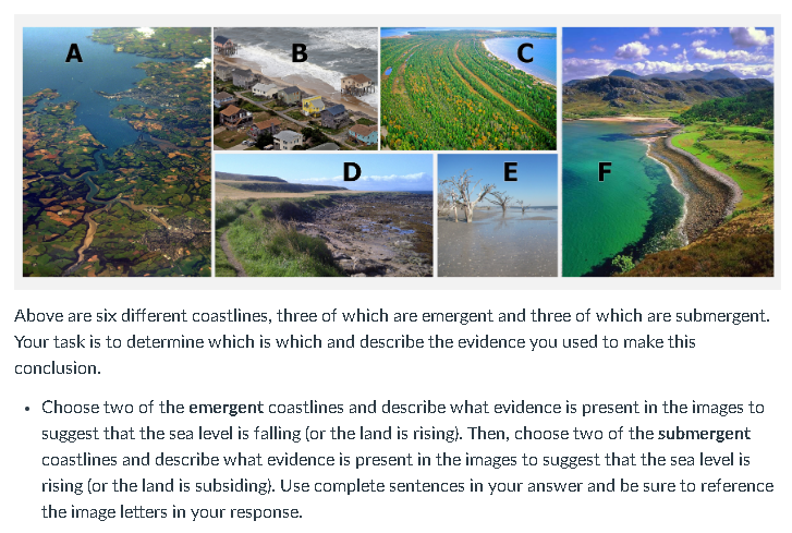 Solved Above are six different coastlines, three of which | Chegg.com