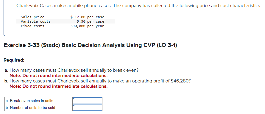 Solved Charlevoix Cases makes mobile phone cases. The | Chegg.com