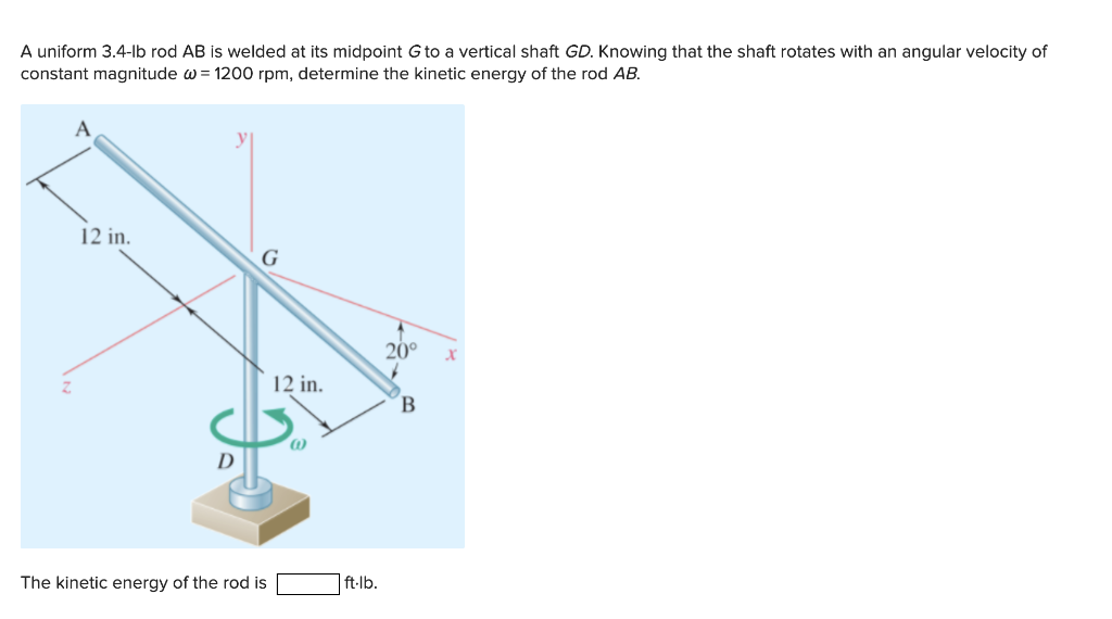 Solved A uniform 3.4-lb rod AB is welded at its midpoint G | Chegg.com