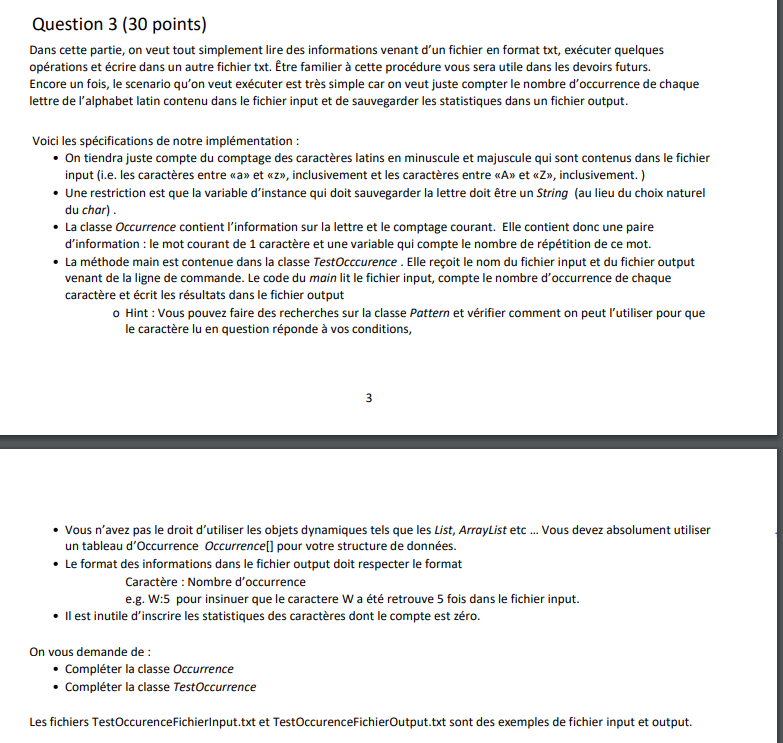 Solved Question 3 (30 points) Dans cette partie, on veut | Chegg.com