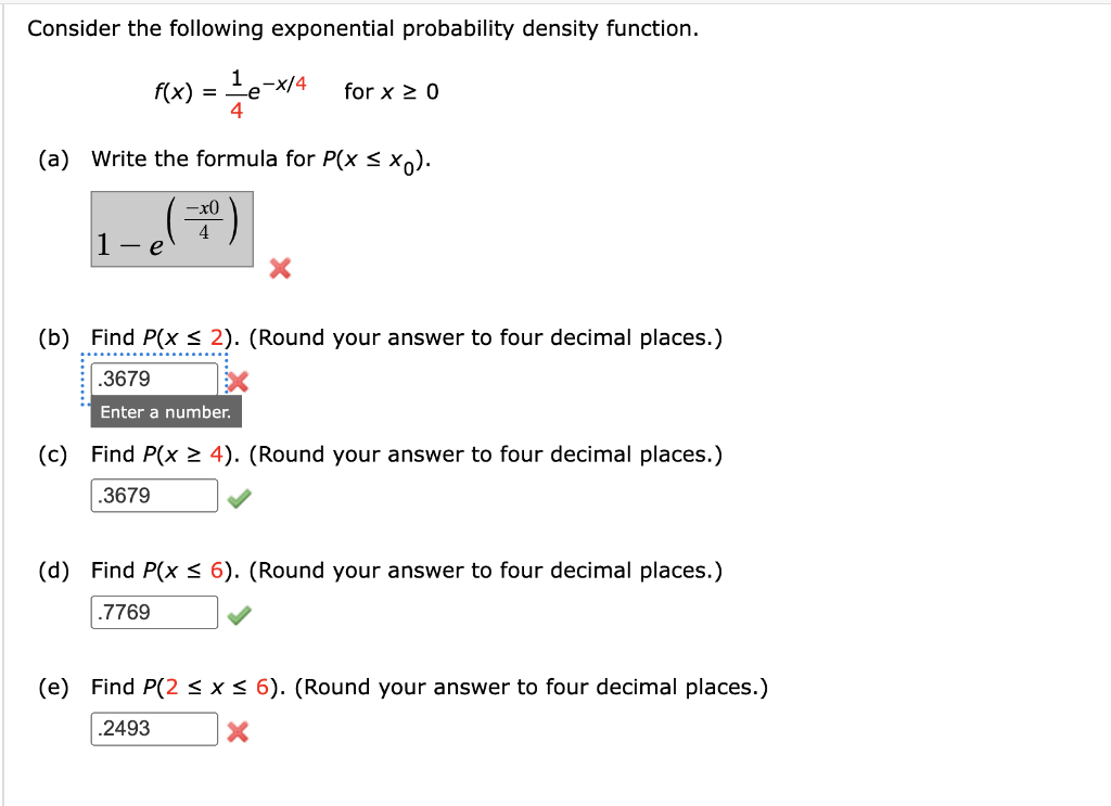 Solved Consider the following exponential probability | Chegg.com