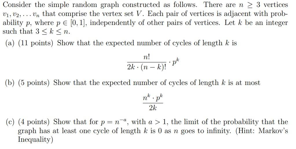 Solved Consider the simple random graph constructed as | Chegg.com