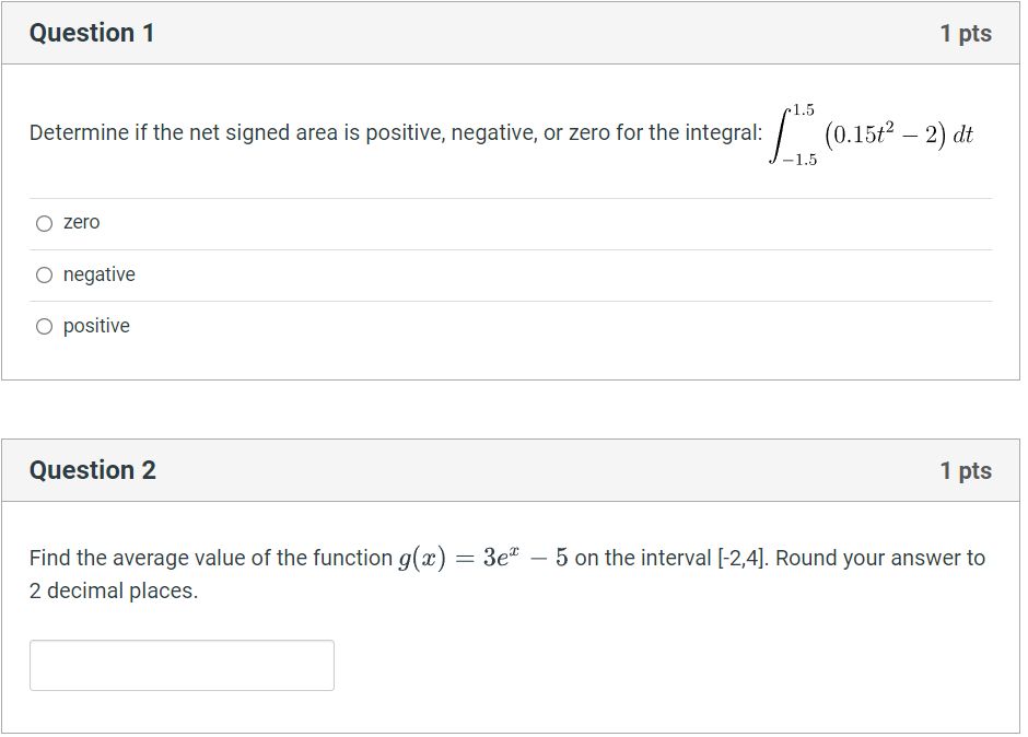 Solved Determine if the net signed area is positive, | Chegg.com