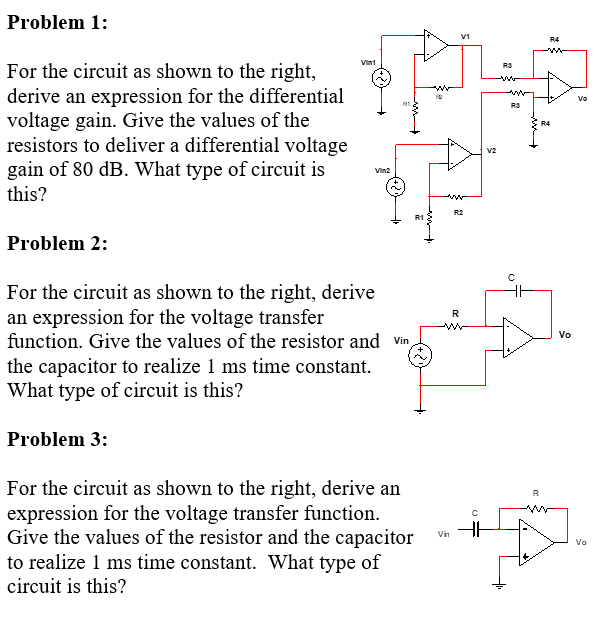 Solved Problem 1: For the circuit as shown to the right, | Chegg.com