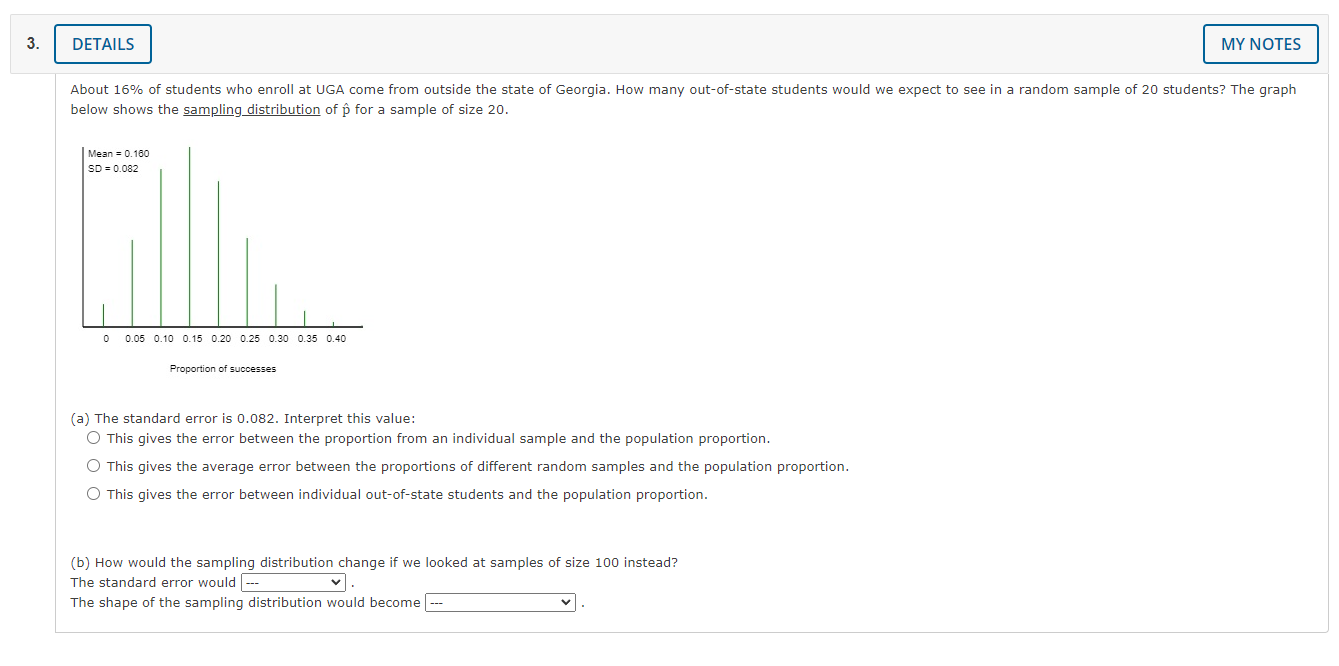 Solved below shows the sampling distribution of p^ for a | Chegg.com