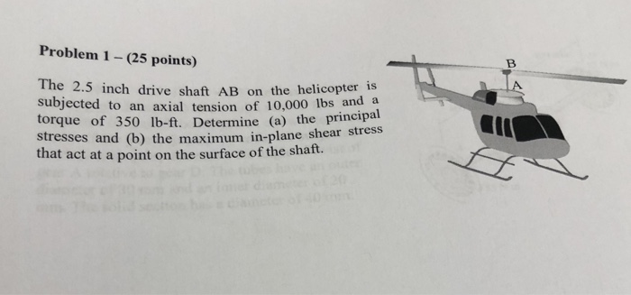 Solved Problem 1-(25 points) The 2.5 inch drive shaft AB on | Chegg.com Solved Problem 1-(25 points) The 2.5 inch drive shaft AB on | Chegg.com