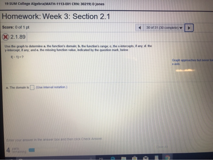 Solved 19 SUM College Algebra(MATH-1113-E01 CRN: 30219) D | Chegg.com