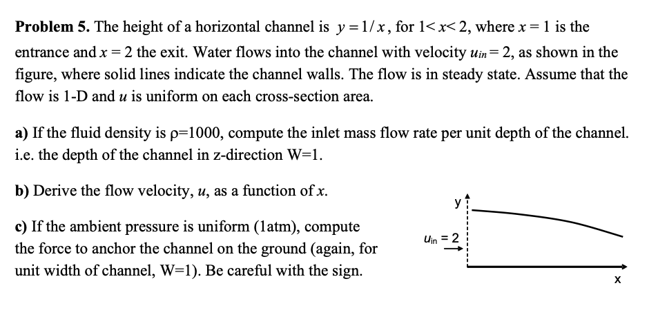 Solved Problem 5. The height of a horizontal channel is | Chegg.com