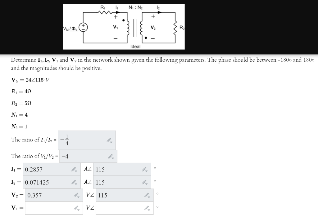 Solved R 1 N: N2 12 + + VM/ V V2 R Ideal Determine I1, I2, | Chegg.com