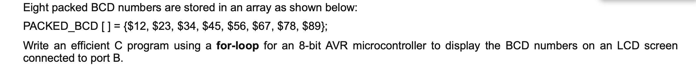 Eight packed BCD numbers are stored in an array as | Chegg.com