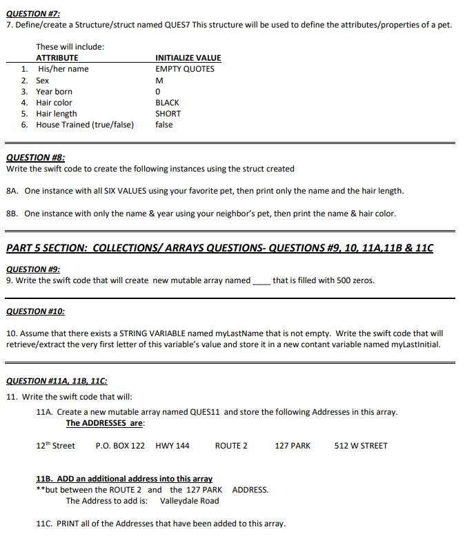 Solved QUESTION \#7: 7. Define/create a Structure/struct | Chegg.com