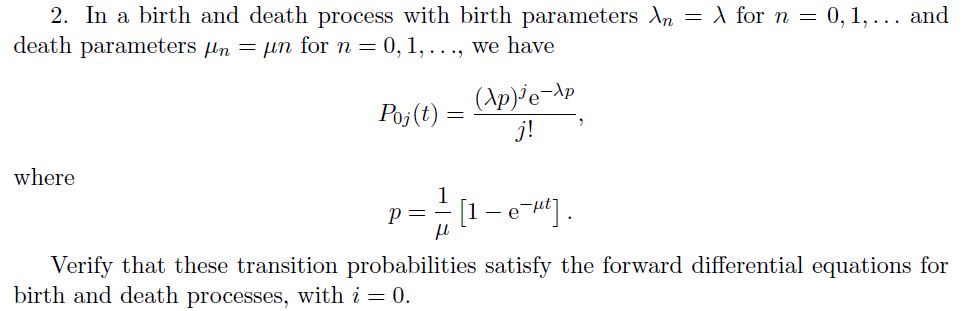Solved 2. In a birth and death process with birth parameters | Chegg.com