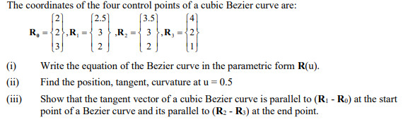 A Hermite curve is defined using the following points | Chegg.com