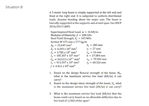 Solved A 5-meter long beam is simply supported at the left | Chegg.com