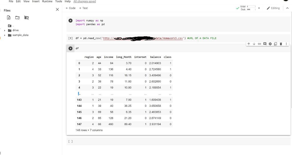 Solved File Edit View Insert Runtime Tools Help All changes | Chegg.com