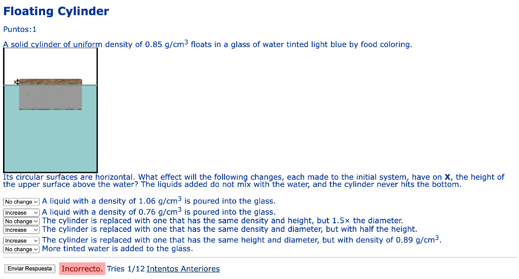 Solved Floating Cylinder Puntos: 1 A solid cvlinder of | Chegg.com