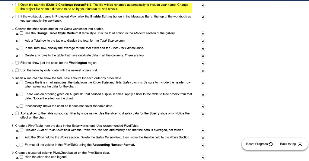 1. Open the start file EX2019-ChallengeYourself-5-3. | Chegg.com