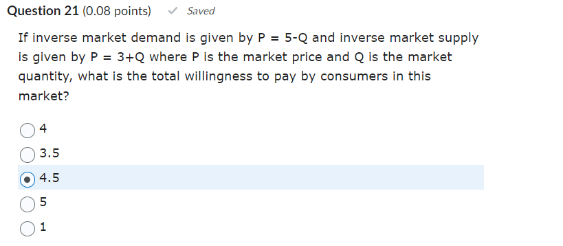 Solved If inverse market demand is given by P = 5-Q and | Chegg.com