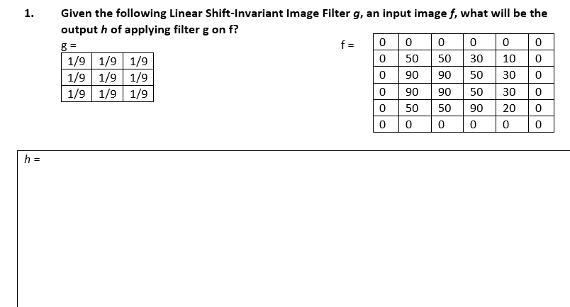 Solved Given the following Linear Shift-Invariant Image | Chegg.com