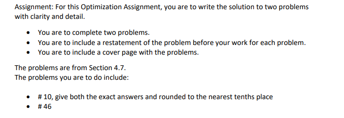 Solved Assignment: For this Optimization Assignment, you are | Chegg.com