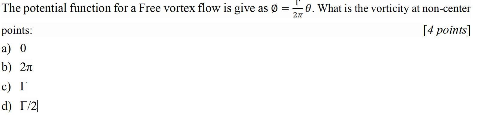 Solved The potential function for a Free vortex flow is give | Chegg.com