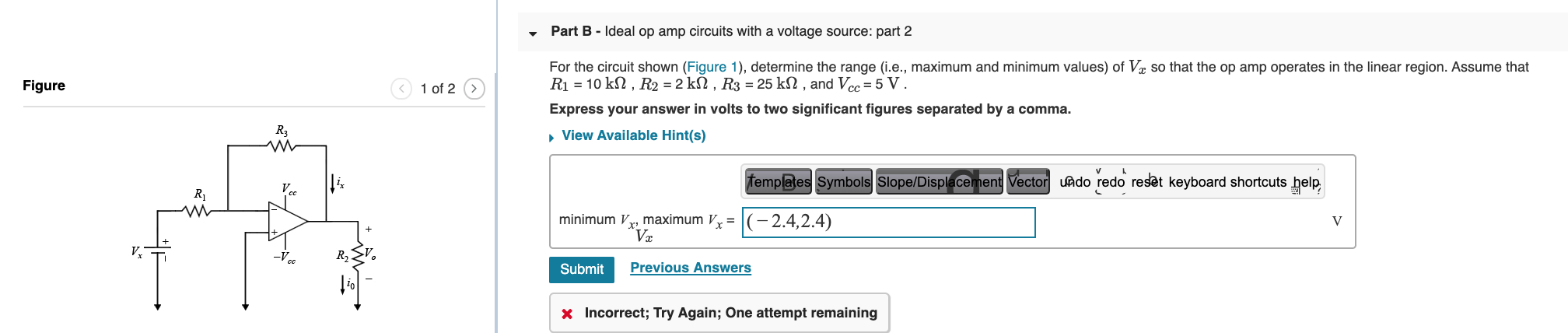 Solved Part B - Ideal op amp circuits with a voltage source: | Chegg.com