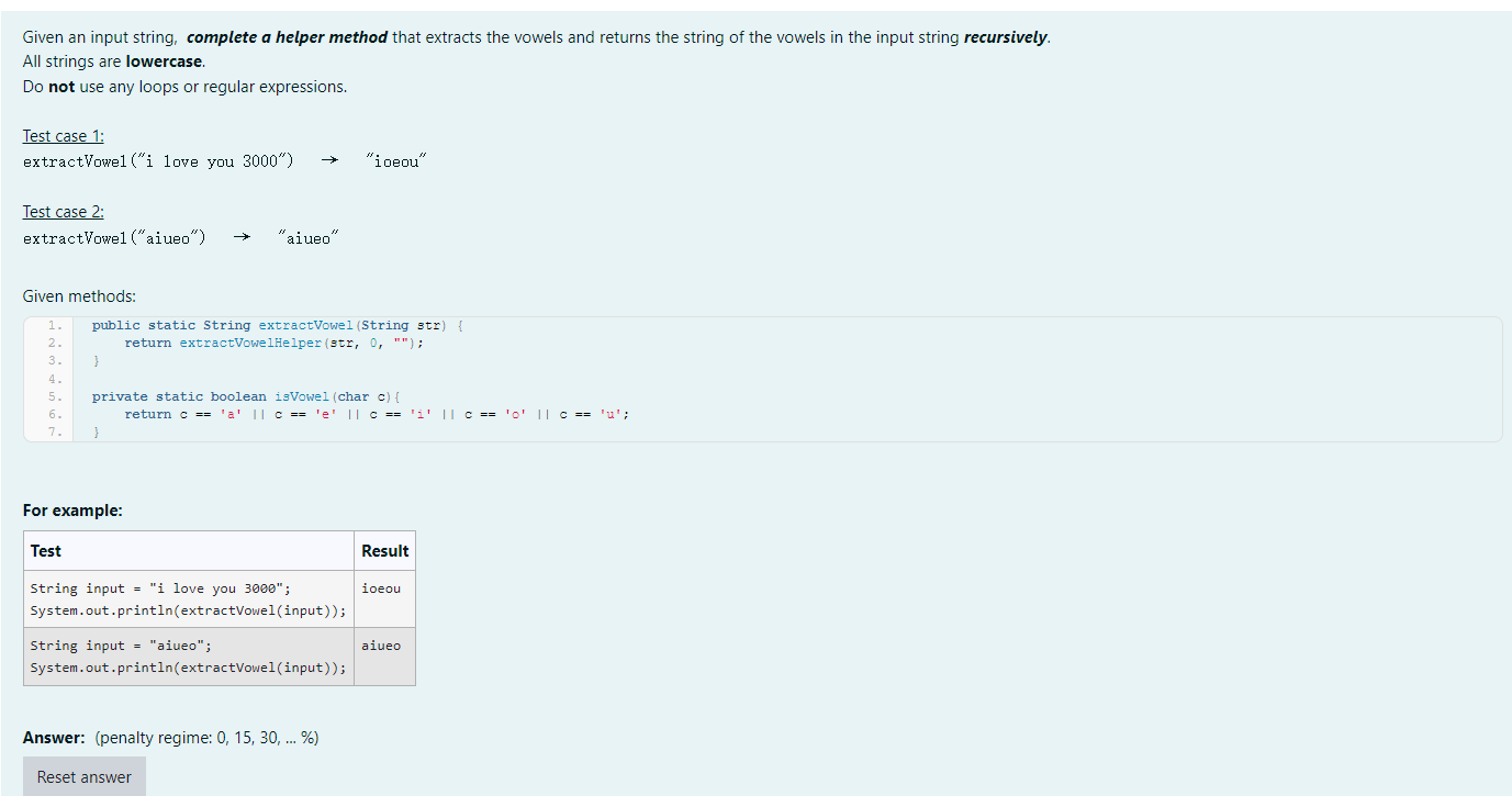 Given An Input String Complete A Helper Method That