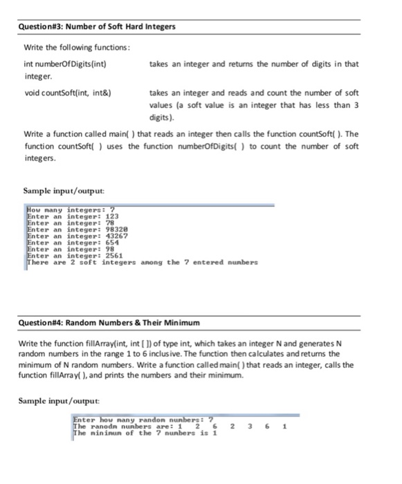 Solved Question#3: Number of Soft Hard integers Write the | Chegg.com