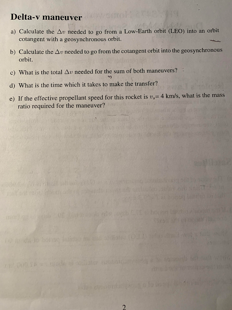 ar Delta-v maneuver a) Calculate the Av needed to go | Chegg.com