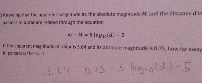 Solved Knowing that the apparent magnitude m, the absolute | Chegg.com