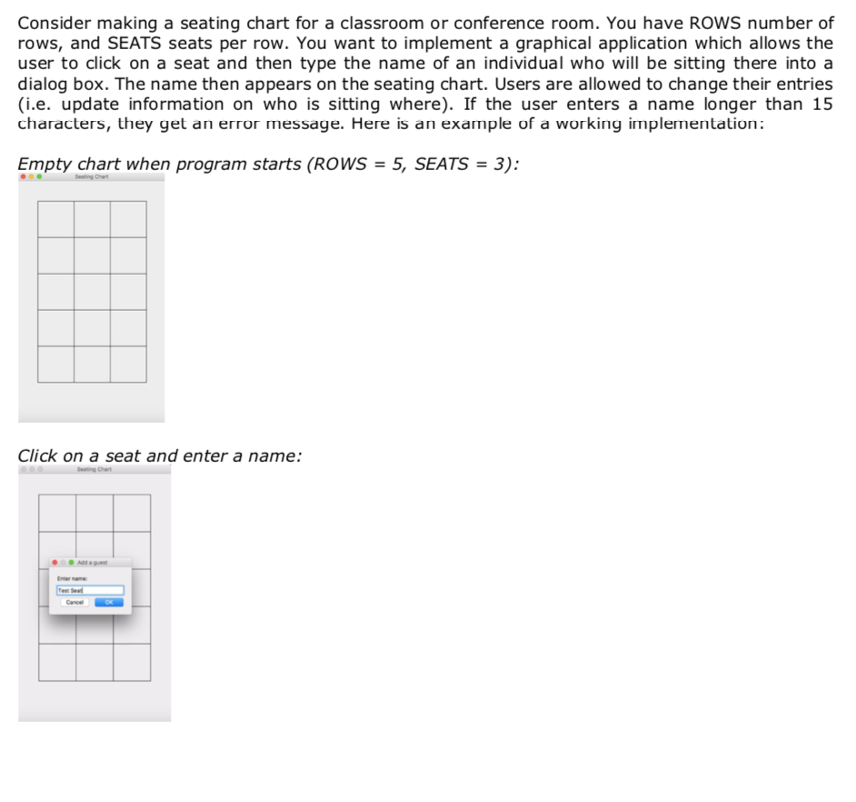 Solved Consider making a seating chart for a classroom or | Chegg.com