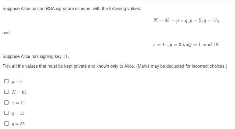 Solved Suppose Alice has an RSA signature scheme, with the | Chegg.com