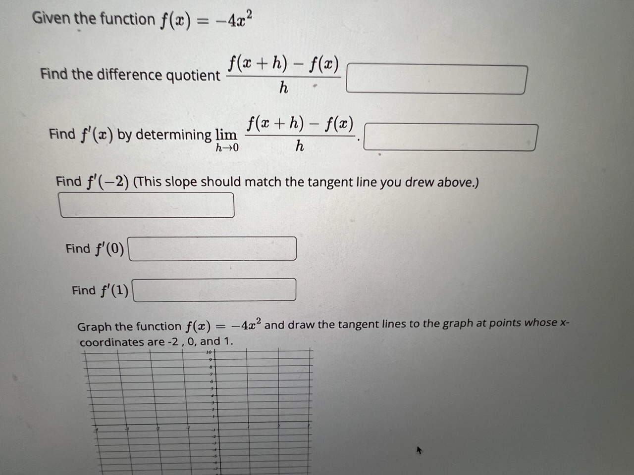 Solved iven the function f(x)=−4x2 Find the difference | Chegg.com