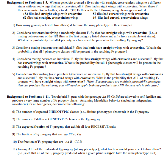 Solved Background to Problems 1-5. When a geneticist crossed | Chegg.com