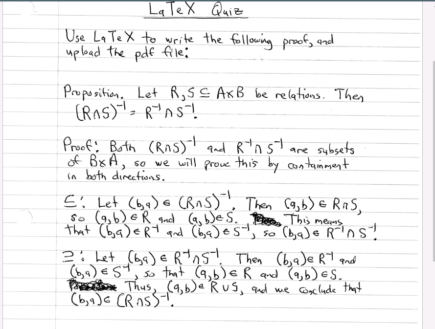 Solved LaTeX Quiz Use La Te X to write the following proof, | Chegg.com