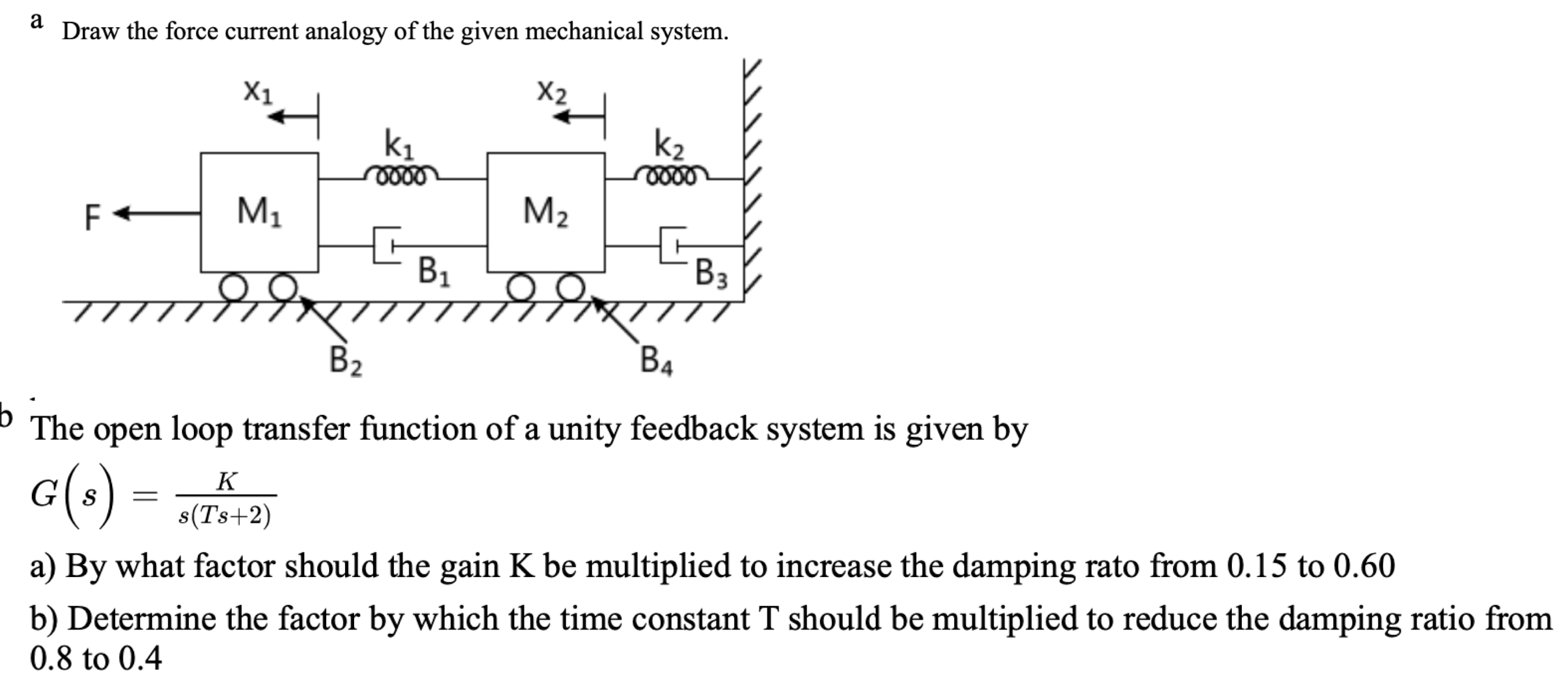 Solved a Draw the force current analogy of the given | Chegg.com