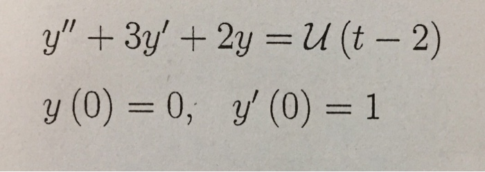 Solved y" +3y+2y U (t - 2) y (0) 0, y (0) = 1 | Chegg.com