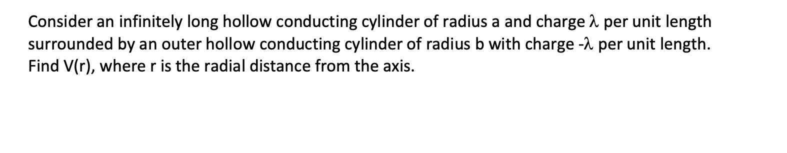 Solved Consider an infinitely long hollow conducting | Chegg.com