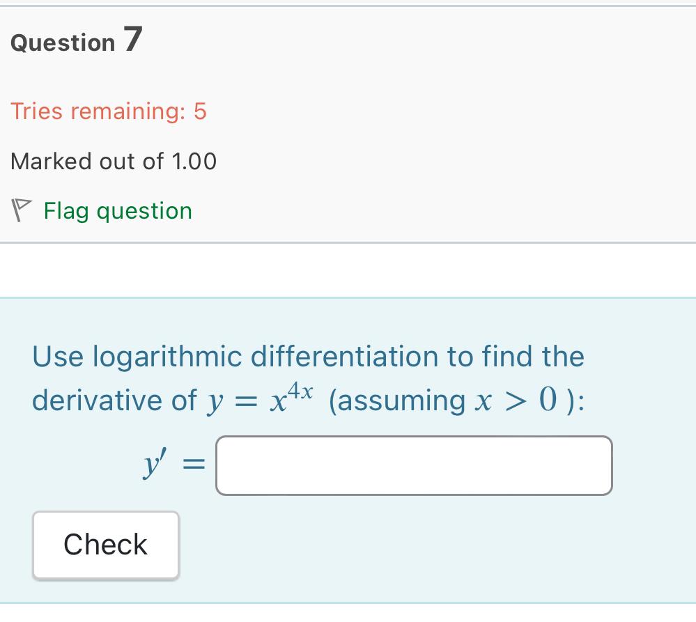 Solved Tries remaining: 5 Marked out of 1.00 Flag question | Chegg.com